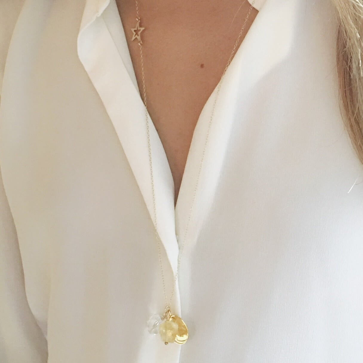 Gold Side Star Citrine Necklace | Minimalist Birthstone Jewelry – Lolabean